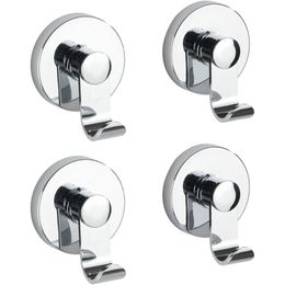 Vacuum-Loc® Haken-Set Irun, 2 x 2 Haken, Zwei 2er Sets, Befestigen ohne bohren, Silber glänzend, Kunststoff (abs) chrom - silber glänzend - Wenko