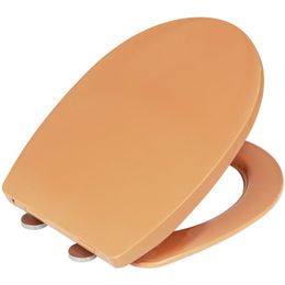 Wenko - Kunststoff Premium WC-Sitz Tilos in Orange - Orange, Silber matt, Befestigung: Silber matt