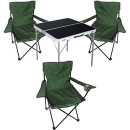 Mojawo 4-teiliges Campingmöbel Set Schwarz - Grün-MMC330883B+3xMPO2432