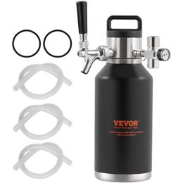 Mophorn - vevor Bierzapfanlage Mini Bierfass Bierbraugerät 1,89 l, Tragbares Druckfass-Set Doppellagige Edelstahlschicht Growler System Einstellbarer