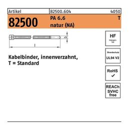 HellermannTyton Kabelbinder r 82500 innenverzahnt 3,5 x 285/ 80 Polyamid 6.6 natur