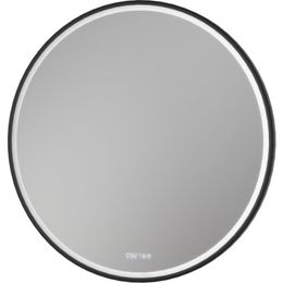 Bernstein Led Lichtspiegel 8232-2.0 rund mit Sandstrahlung inkl. Spiegelheizung, Warm-/Kaltlichteinstellung & Digitaluhr - Rahmen schwarz - Größe wählbar ø