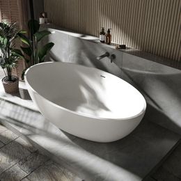 Bernstein - Freistehende Badewanne relax aus Mineralguss - 176 x 103 cm - Ohne Standarmatur, Ohne Siphon, Weiß matt