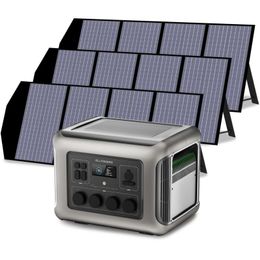 Tragbarer Kraftwerk Solargenerator 2016 Wh LiFePO4 mit 3 Stück 140W Solarpanel für Wohnmobil, Heim Backup, Notfall,Outdoor Camping Allpowers R2500