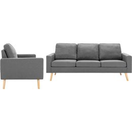 2-tlg. Sofagarnitur Sofa - Couch Wohnzimmersofa Stoff Hellgrau BV247255 Bonnevie