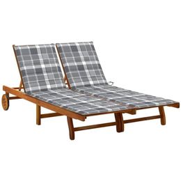2-Personen-Sonnenliege,Liegestuhl mit Auflagen Akazie Massivholz vidaXL
