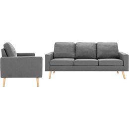 MAISONCHIC 2-tlg. Sofagarnitur Sofa Loungesofa Couch Modern Stoff Hellgrau DE14498