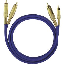 Oehlbach Cinch Audio Anschlusskabel [2x Cinch-Stecker - 2x Cinch-Stecker] 1.00 m Blau vergoldete Steckkontakt