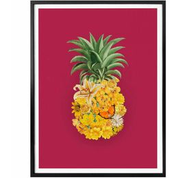 K&L WALL ART Frida Floral Studio Poster Blumen Illustration Ananas Pink 24x30cm Wanddeko Wandposter