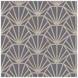 K&L WALL ART Vliestapete Moderne Grafik Geometrische Tapete Blau Gold Grafiktapete 10,05x0,53m - Blau