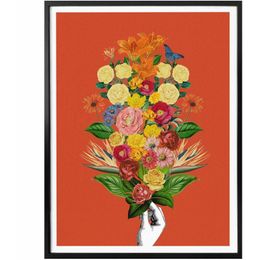 K&L WALL ART K&l Wall Art - Frida Floral Studio Poster Blumen Illustration Botanical Rot 24x30cm Wanddeko Wandposter