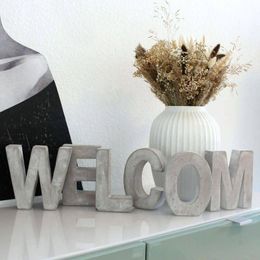 K&L WALL ART Betonbuchstaben Set 15cm welcome Deko Buchstaben aus Beton Buchstabe grau Tischdeko - Beton Grau