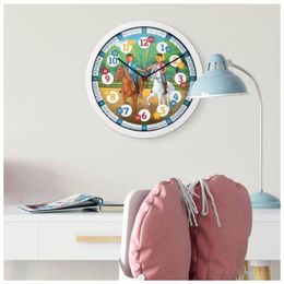 K&L WALL ART Lautlose Wanduhr Kinderzimmer Pferde Lernuhr Bibi und Tina Uhr ø 30cm Beste Freunde - bunt