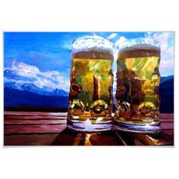 K&L WALL ART K&l Wall Art - Poster Apres Ski Bier in den Bergen 50x75cm Wandposter Wanddeko - Mehrfarbig