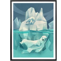 K&L WALL ART Nordpol Poster Waldtiere Polar Bär Eisberg 24x30cm Schlafzimmer Wanddeko