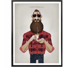K&L WALL ART K&l Wall Art - Hipster Poster Lumberjack Kaffee Holzfäller 50x60cm Schlafzimmer Wanddeko