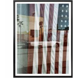 K&L WALL ART K&l Wall Art - Poster Flagge Amerika Reflection usa 30x24cm Kinderzimmer Posterpapier Wandbild - Mehrfarbig