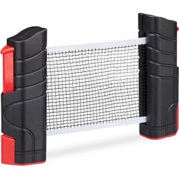 Ausziehbares Tischtennisnetz, bis 176 cm Netzbreite, mit Klemmhalterung, für Tische bis 5cm Dicke, schwarz/rot - Relaxdays