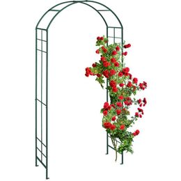 Rosenbogen, Metall, Torbogen Garten, HxBxT: 224 x 110 x 41 cm, stabiler Rankbogen für Kletterpflanzen, grün - Relaxdays