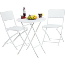 Gartenmöbel Set Bastian, klappbar, 3-teilig, Rattan-Optik, klein, hbt Tisch: 75,5 x 60 x 60 cm, weiß - Relaxdays