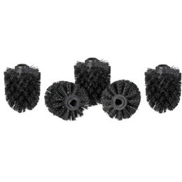 Wc Bürstenkopf 5er Set, lose Toilettenbürsten mit Gewinde 12 mm, Ersatzbürstenkopf Durchmesser 8 cm, schwarz - Relaxdays