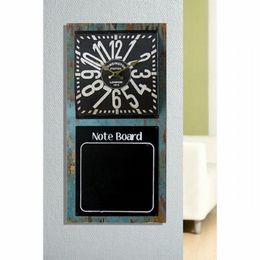 68613 Wanduhr Note Board 60x30 cm mit Keidetafel im Industrie Design, Uhr, Retro Küchenuhr, Memoboard - Gilde