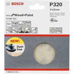 Bosch - Professional 5 Stück Schleifblatt M480 P320 Wood and Paint ø 125 mm,