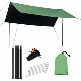 Regenplane, Segeltuchzelt mit Ösen 3 x 4,5 m, tragbare leichte Campingplane für Hängematte, wasserdichter Regen-Sonnenschutz, UV-beständig, zum