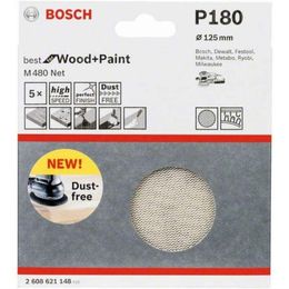 Bosch - Professional 5 Stück Schleifblatt M480 P180 Wood and Paint ø 125 mm,