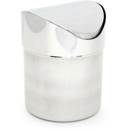 Relaxdays - Tischmülleimer Edelstahl mit Schwingdeckel HxD 15,5 x 12 cm Tischabfallbehälter aus glänzendem Metall für kleine Abfälle 1,2 l Mini