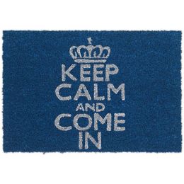 Relaxdays Fußmatte Kokos keep calm 40 x 60cm Kokosmatte mit rutschfester pvc Unterlage Fußabtreter aus Kokosfaser als Schmutzfangmatte und Sauberlaufmatte