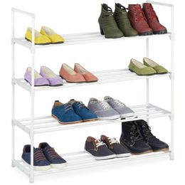 Schuhregal, 4 Ebenen, Stecksystem, 16 Paar Schuhe, Flur, erweiterbar, Metall & Kunststoff, Schuhablage, weiß - Relaxdays