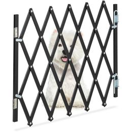 Hundeabsperrgitter ausziehbar bis 96 cm, 48,5-60 cm hoch, Bambus, Hunde Schutzgitter für Treppe & Tür, schwarz - Relaxdays