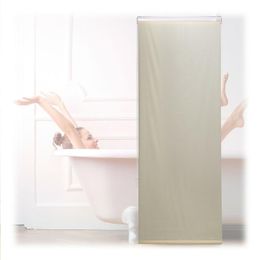 Duschrollo, 60x240 cm, Seilzugrollo für Dusche & Badewanne, Decke & Fenster, Badrollo wasserabweisend, beige - Relaxdays