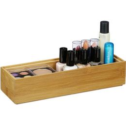 Relaxdays 1 x Ordnungsbox Bambus, stapelbar, natürliche Optik, Aufbewahrungsbox Küche, Bad, HxBxT: 5 x 23 x 7,5 cm, natur