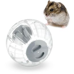 Relaxdays Hamsterball, Ø 18,5 cm, Laufkugel für Hamster & Mäuse, Kunststoff, Nagerspielzeug zum Laufen, transparent/grau