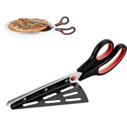 Pizzaschere mit Heber, Edelstahl-Klinge, spülmaschinenfester Pizzateiler, ergonomischer Griff, schwarz/rot - Relaxdays