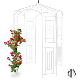 Rosenpavillon Metall, Rankhilfe für Kletterpflanzen, Garten, dekorativer Rankpavillon, hbt 250x160x160cm, weiß - Relaxdays