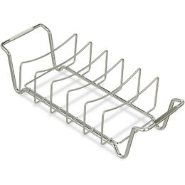 Rippchenhalter 2in1, Bratenkorb zum Grillen, bbq, Rib Holder, multifunktional, für Spare Ribs, Stahl, silber - Relaxdays