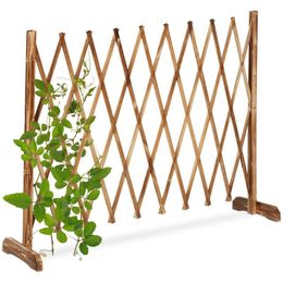 Relaxdays - Rankgitter Holz, ausziehbar bis 275 cm, Rankhilfe Kletterpflanzen, Scherengitter freistehend, Garten, natur