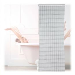 Duschrollo, semitransparenter pvc Badvorhang, Badewanne u. Dusche, 100 x 240 cm, wasserabweisend, weiß/schwarz - Relaxdays