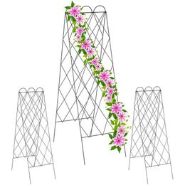 Relaxdays Rankgitter Metall, 3er Set, zum Stecken, 152 cm hoch, Rankhilfe für Kletterpflanzen, Spalier Garten, rotbraun