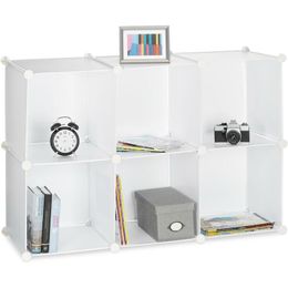 Regalsystem mit 6 Fächern, Standregal offen, Steckregal aus Kunststoff, HxBxT: ca. 65 x 96 x 32 cm, weiß - Relaxdays