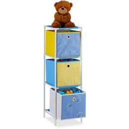 Kinderregal, 3 Boxen, Jungen & Mädchen, Dino-Design, Regal Kinderzimmer, Spielzeug, hbt 89x27,5x30 cm, bunt - Relaxdays