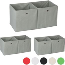 Relaxdays - 6 x Aufbewahrungsbox Stoff, quadratisch, Aufbewahrung für Regal, Stoffbox in Würfelform, HxBxT: 30 x 30 x 30 cm, grau