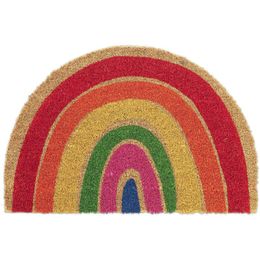 Fußmatte Kokos, halbrund, 40x60 cm, Türvorleger Regenbogen, innen & außen, rutschfest, wetterfest, mehrfarbig - Relaxdays