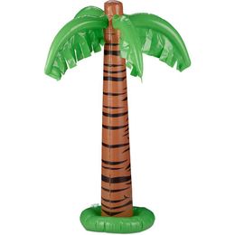 Aufblasbare Palme, coole Pool Deko, Dekopalme zum Aufblasen, sommerliche Partydeko, 80 cm hoch, grün-braun - Relaxdays