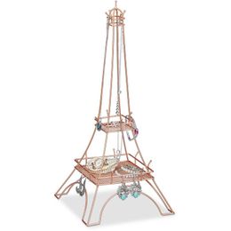 Schmuckständer Eiffelturm, Ketten, Ringe & Armbänder, Schmuckaufbewahrung Metall, hbt 47x21x21 cm, roségold - Relaxdays