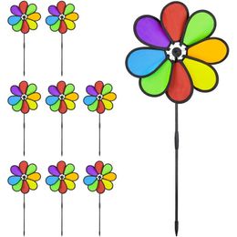 Relaxdays 9 x Windrad Blume, Gartenwindrad für Kinder & Erwachsene, Balkon & Garten, Windmühle hbt: 72 x 31 x 6,5 cm, bunt