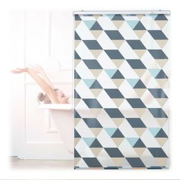 Relaxdays Duschrollo, 100x240 cm, Dreieck Muster, Seilzug, flexible Montage, Duschvorhang für Badewanne & Fenster, bunt